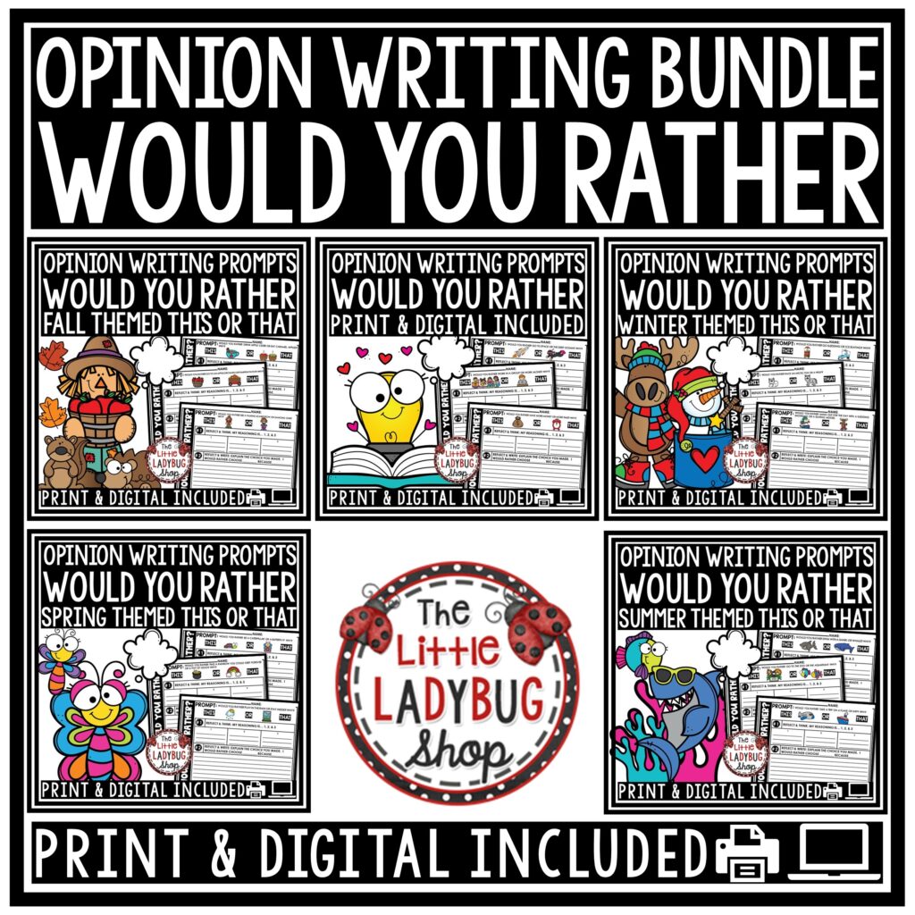 Would You Rather Opinion Writing Prompts 3rd 4th Grade - The Little ...