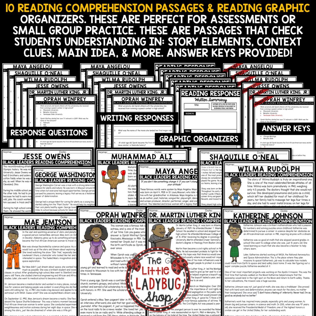 Black History Month Reading Comprehension Passages - The Little Ladybug ...