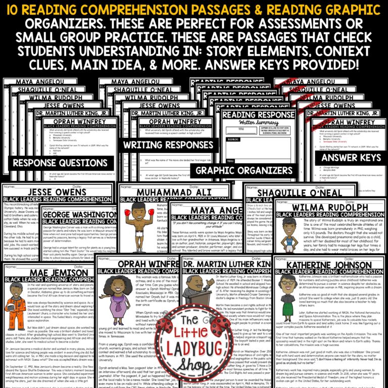 Black History Month Reading Comprehension Passages - The Little Ladybug ...