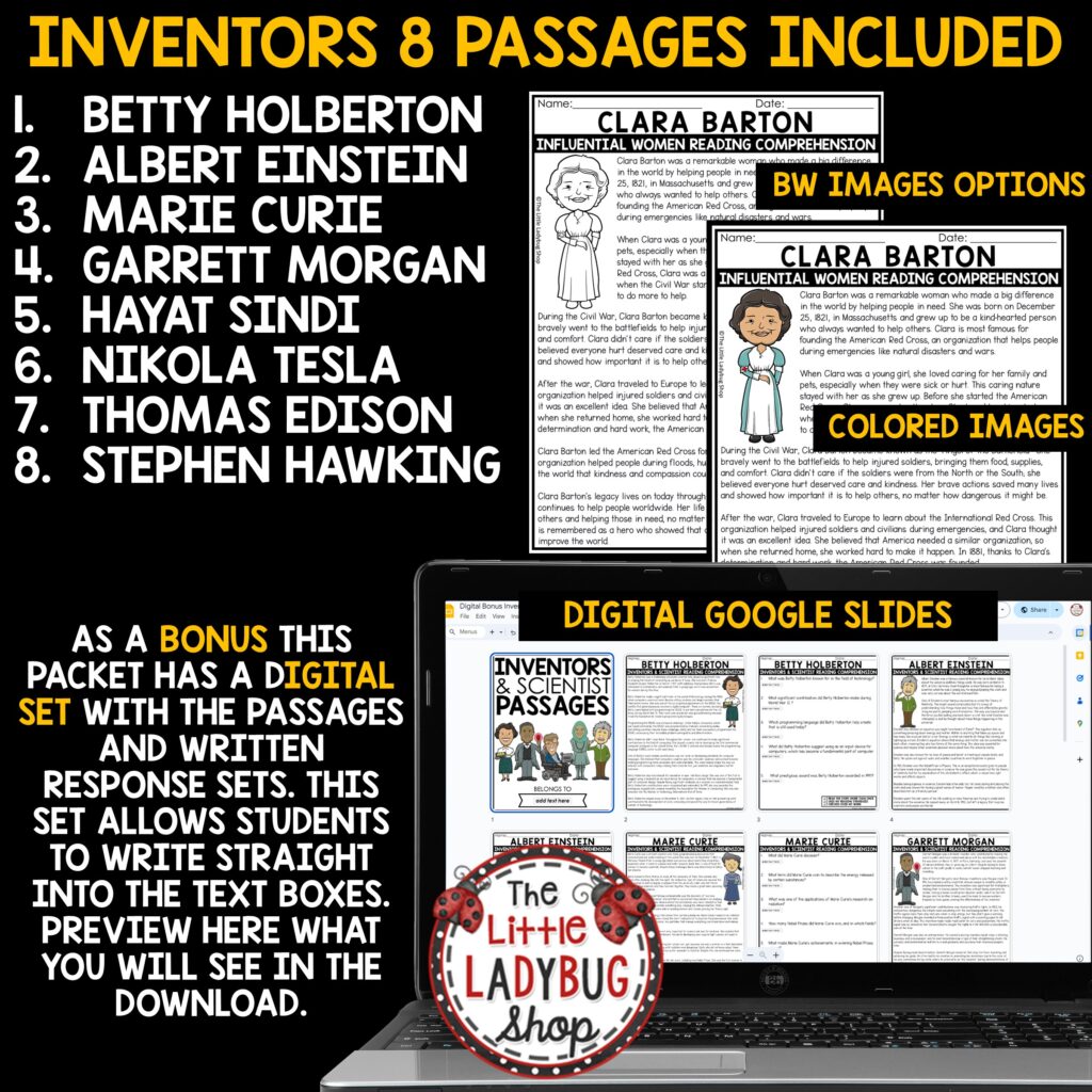 Inventors and Scientists Reading Comprehension Passages - The Little ...