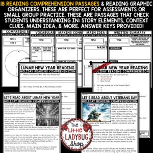 US Holiday Nonfiction Reading Passages - The Little Ladybug Shop