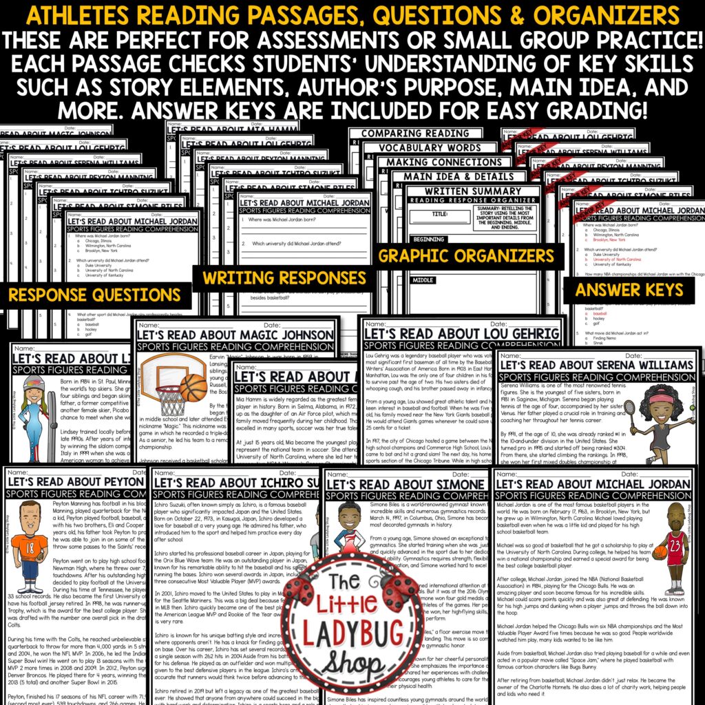 Sports Athletes Reading Comprehension Passages 3rd 4th Grade - The ...