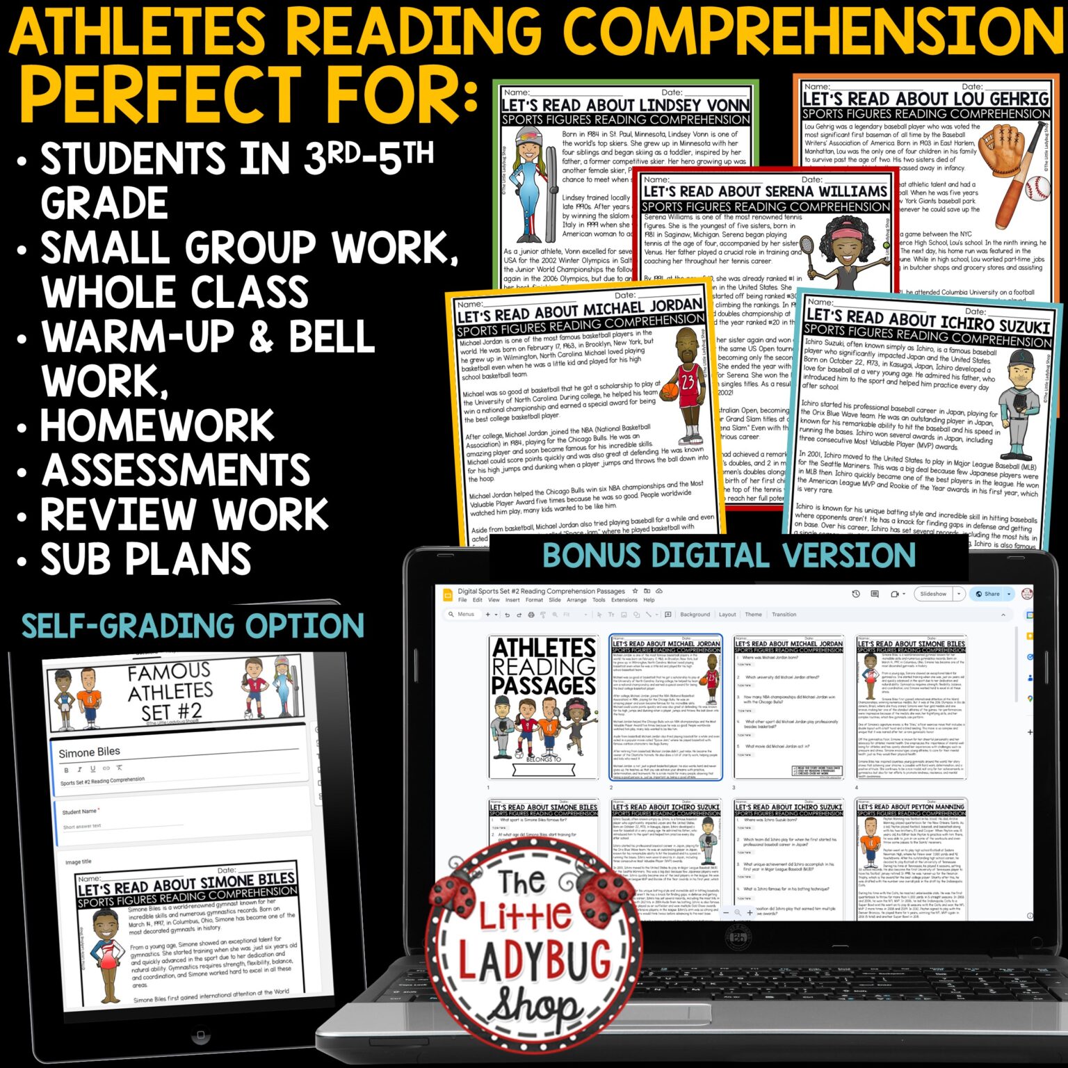 Sports Athletes Reading Comprehension Passages 3rd 4th Grade - The ...