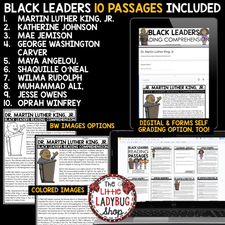 Black History Month Reading Comprehension Passages - The Little Ladybug ...