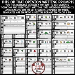 Spring Would You Rather Opinion Writing Prompt This or That 3rd 4th ...