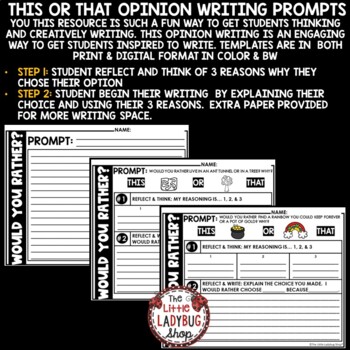 Spring Would You Rather Opinion Writing Prompt This or That 3rd 4th ...