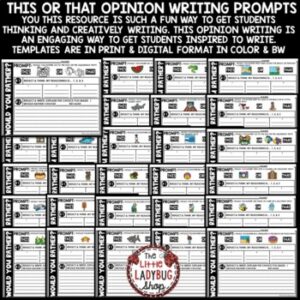 Summer Would You Rather Opinion Writing Prompts This or That 3rd 4th ...