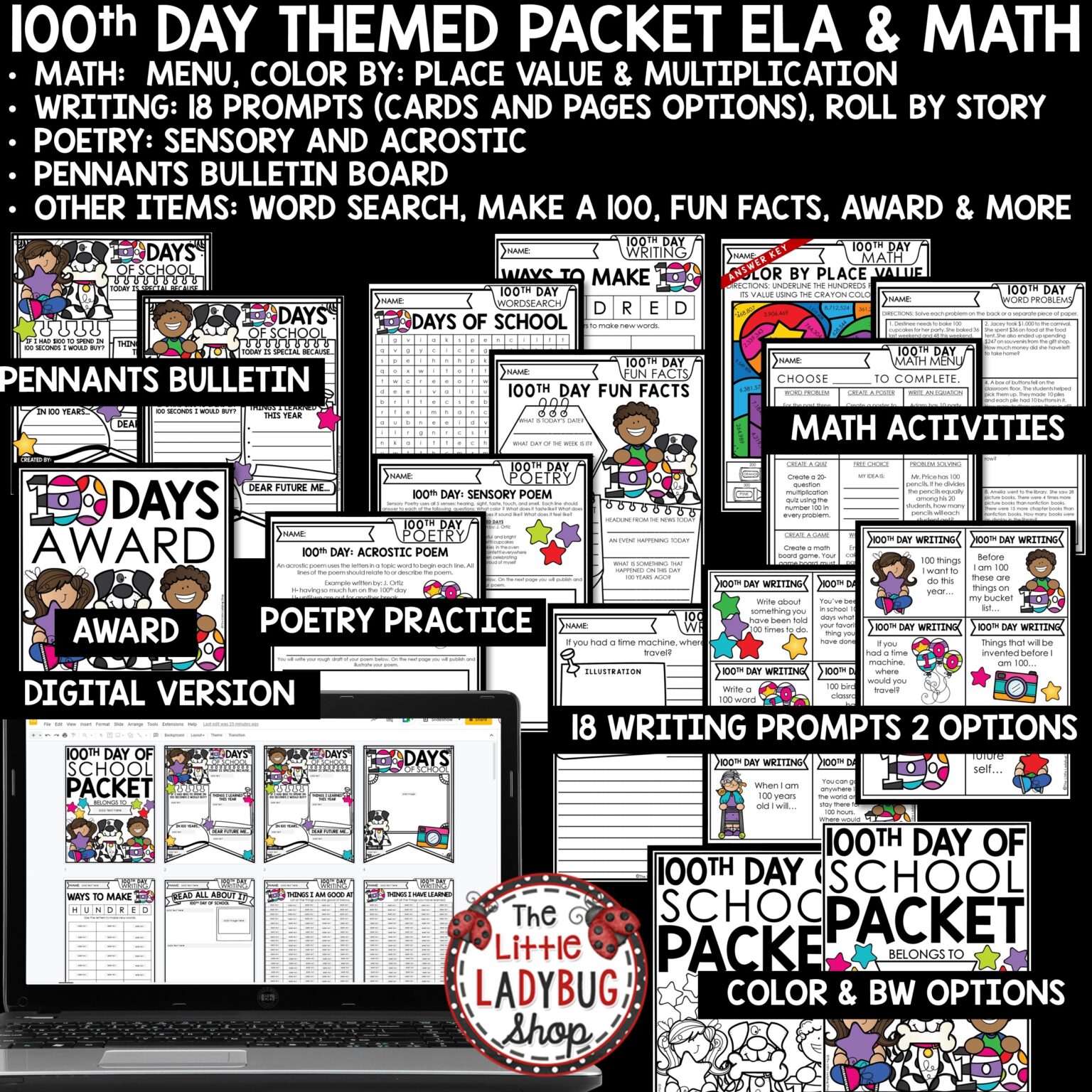 100th Day of School Activities Writing - The Little Ladybug Shop