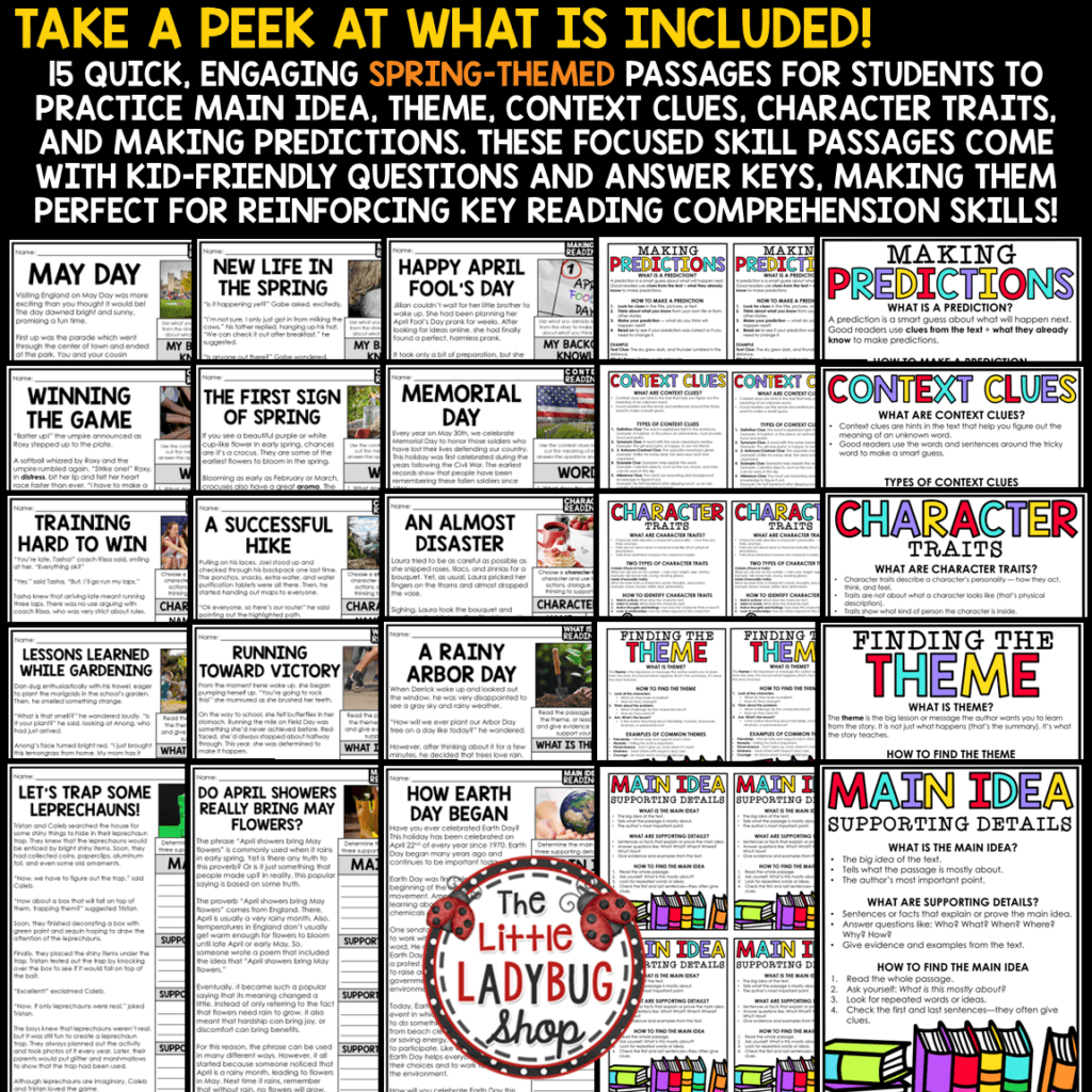 Spring Reading Comprehension Passages and Questions 3rd 4th Grade - The ...