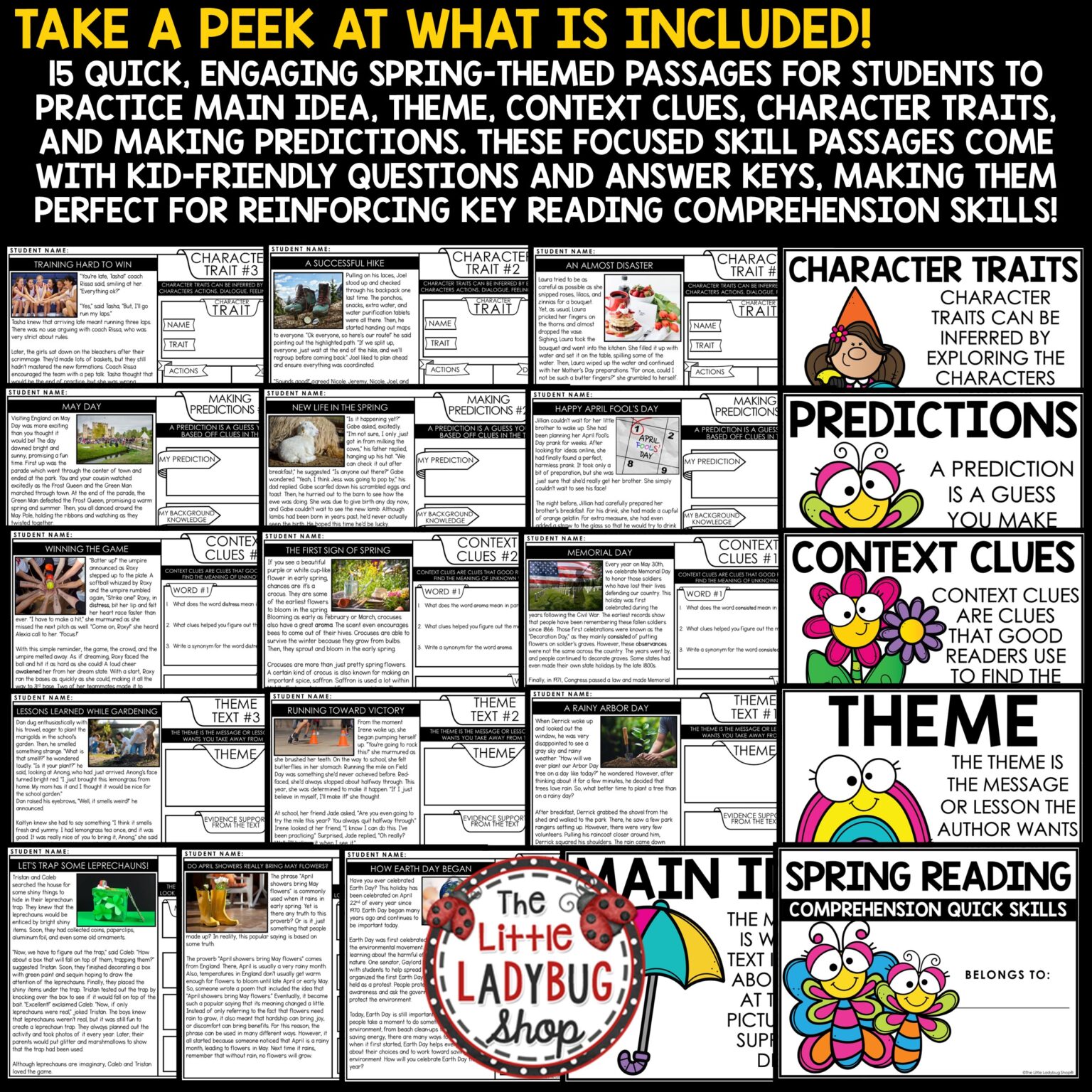 Spring Reading Comprehension Passages & Questions 3rd 4th Grade - The ...