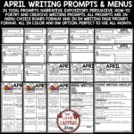 April Writing Prompts Choice Board - The Little Ladybug Shop