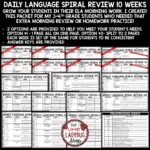 Daily ELA Grammar Spiral Language Review 3rd 4th Grade - The Little ...