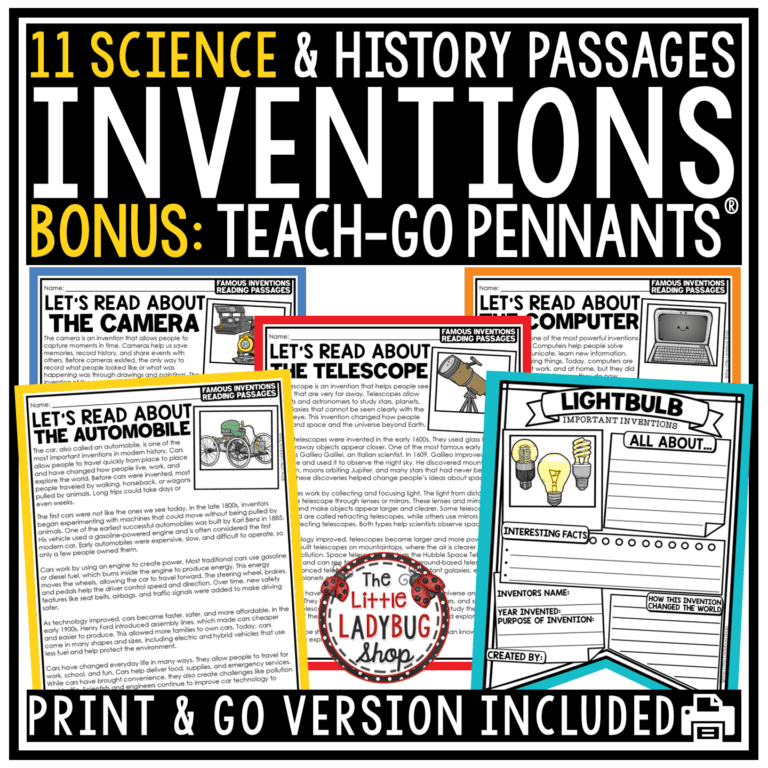 Famous Inventions Inventors Reading Comprehension Passages - The Little ...