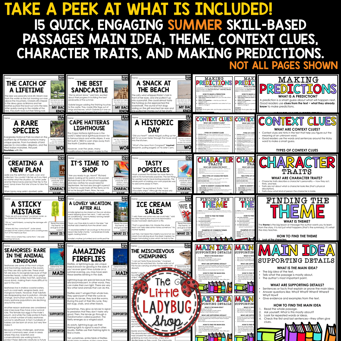 3rd 4th Grade Summer School Reading Comprehension Passages - The Little ...