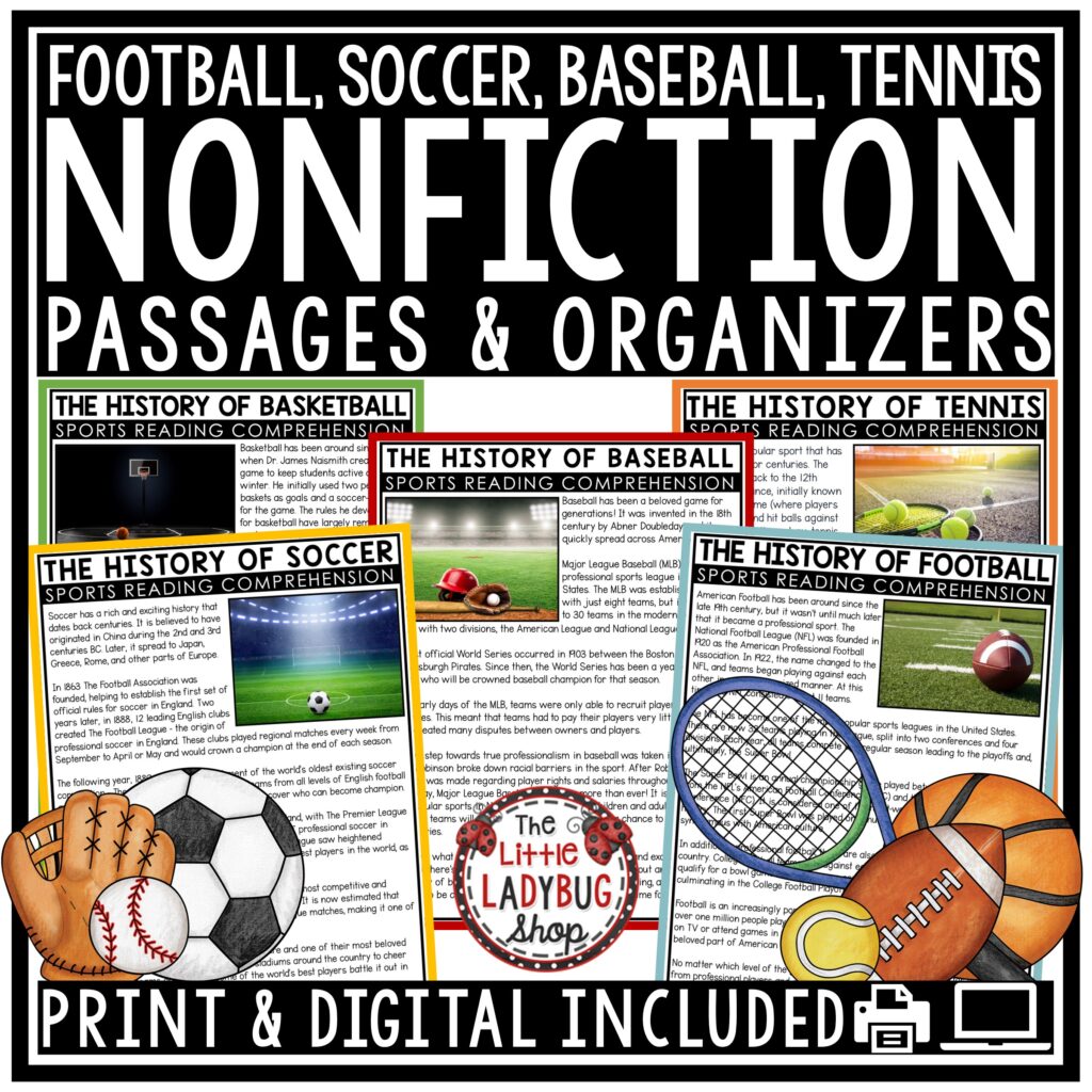 Baseball Basketball Sports Reading Comprehension Passages - The Little ...
