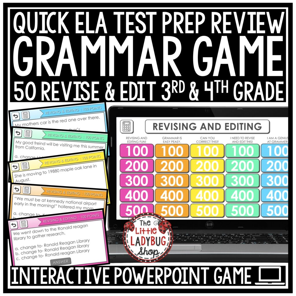 Revise & Edit Test Prep Grammar Game - The Little Ladybug Shop
