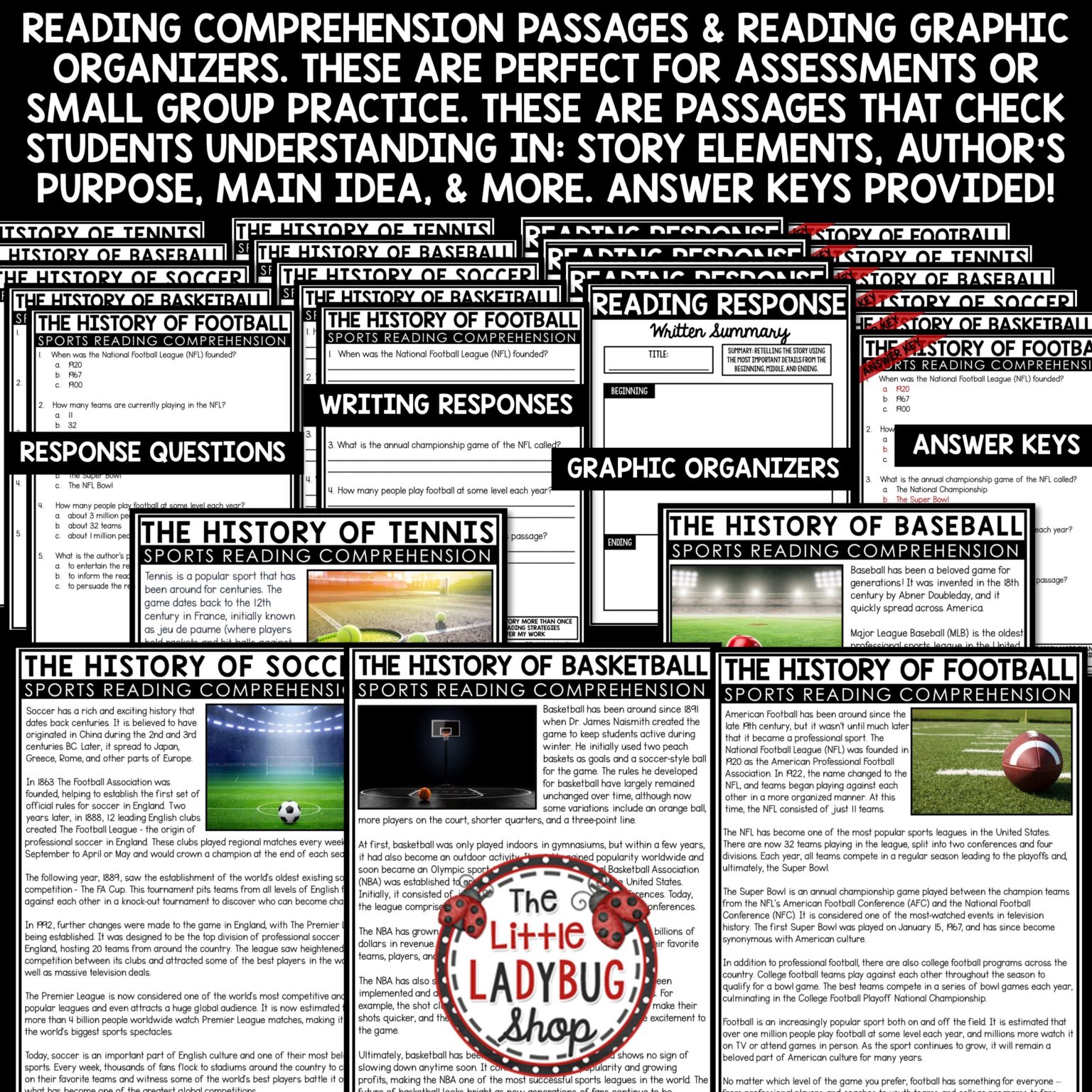 Baseball Basketball Sports Reading Comprehension Passages - The Little ...