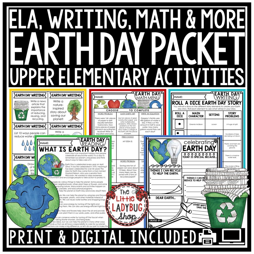 Earth Day Writing Prompts Reading Poetry and Math Activities - The ...