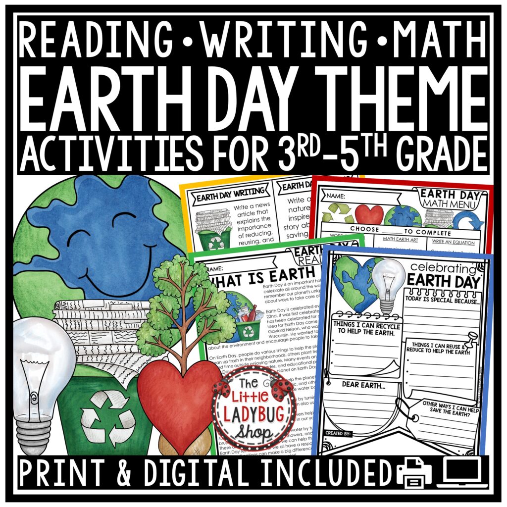 Earth Day Writing Prompts, Math, Poetry - The Little Ladybug Shop