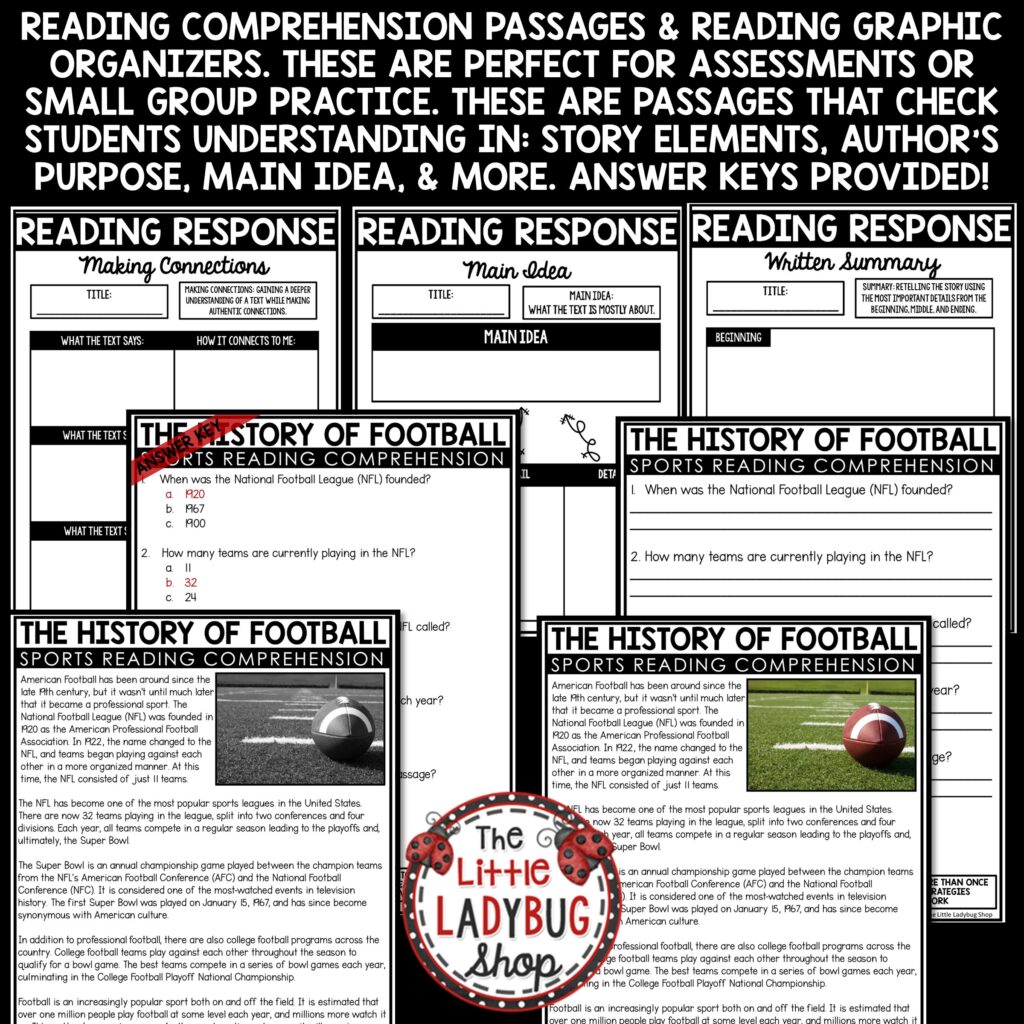 Baseball Basketball Sports Reading Comprehension Passages - The Little ...