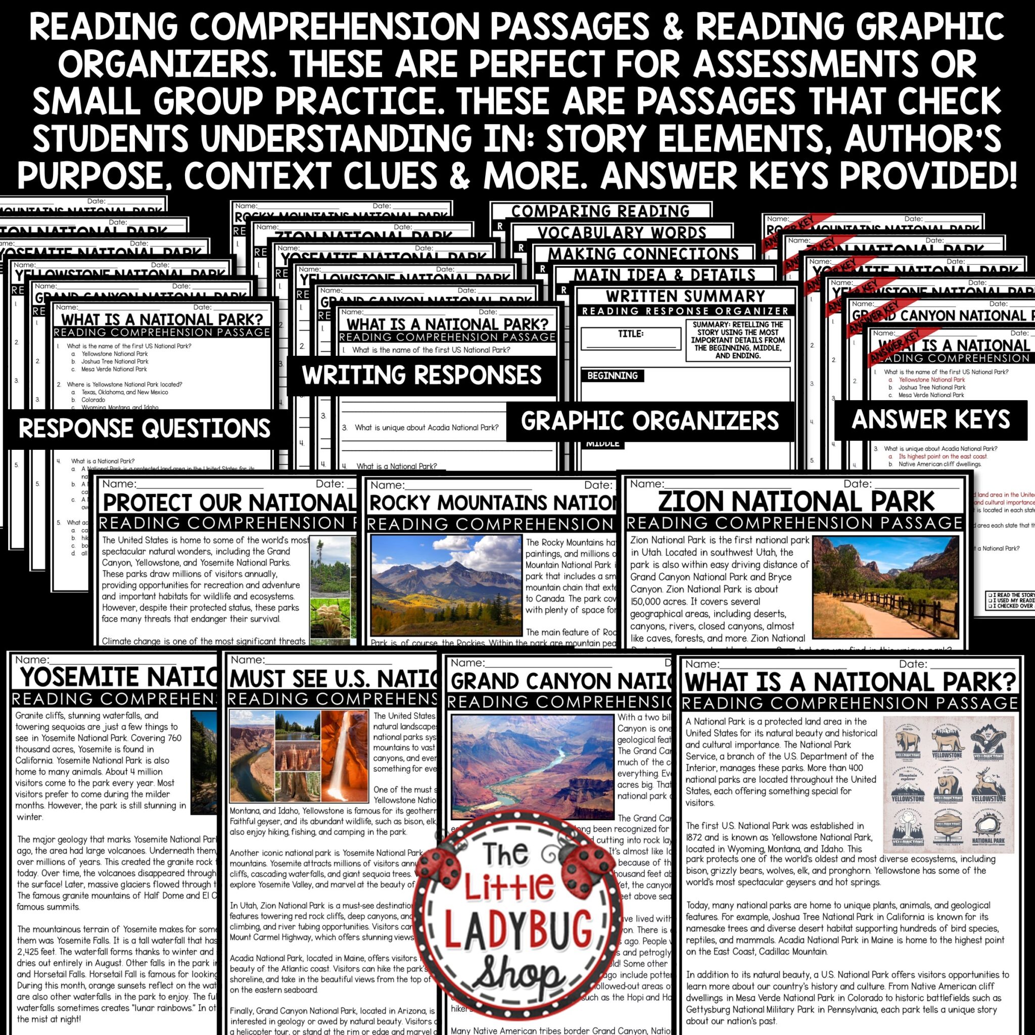 National Parks Reading Writing Research - The Little Ladybug Shop