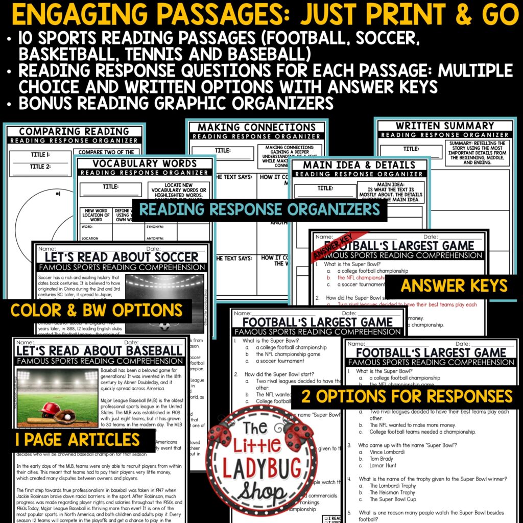 Football Basketball March Madness Sports Reading Passages - The Little ...
