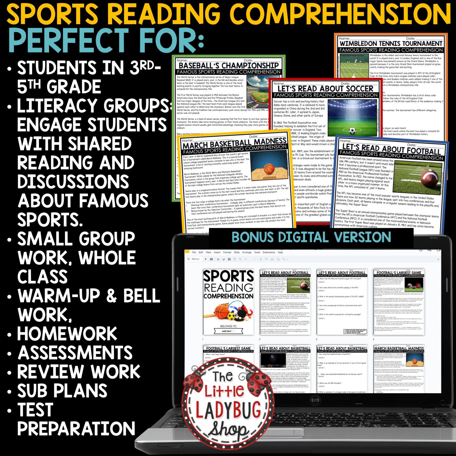 Football Basketball March Madness Sports Reading Passages - The Little ...