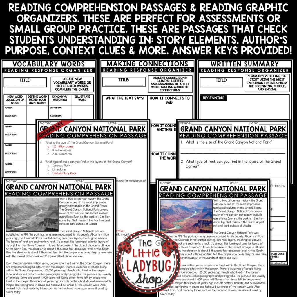 National Parks Reading Writing Research - The Little Ladybug Shop