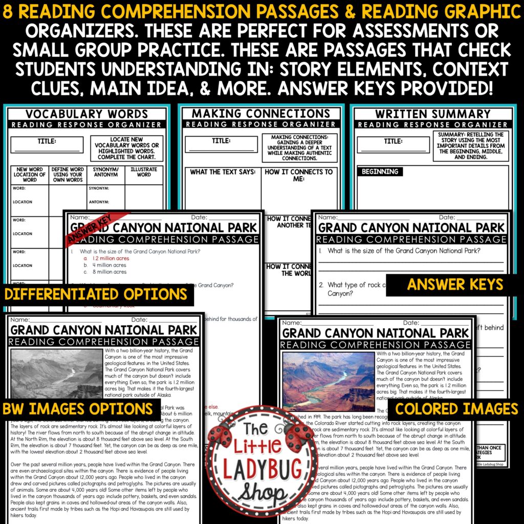 US National Parks Reading Passages Writing Research PBL - The Little ...