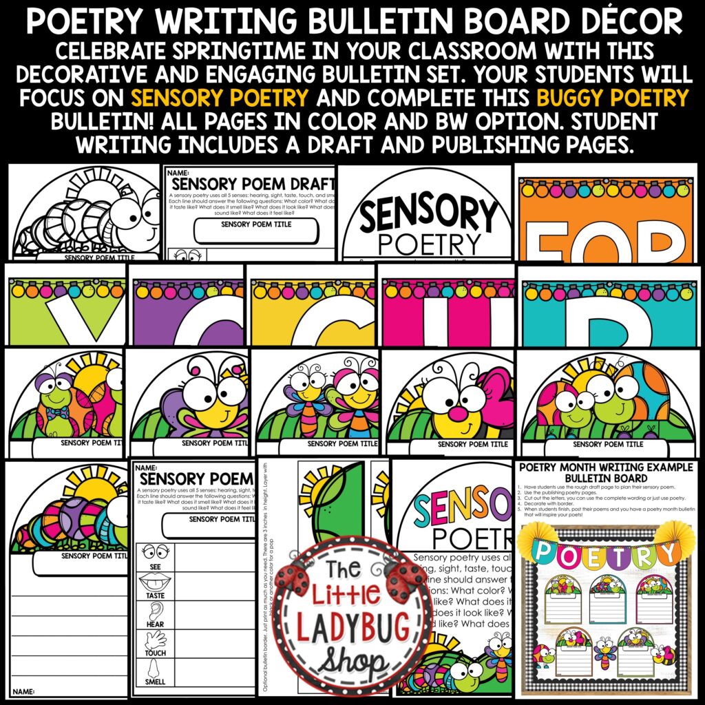 Spring Sensory Poetry Bulletin Board - The Little Ladybug Shop