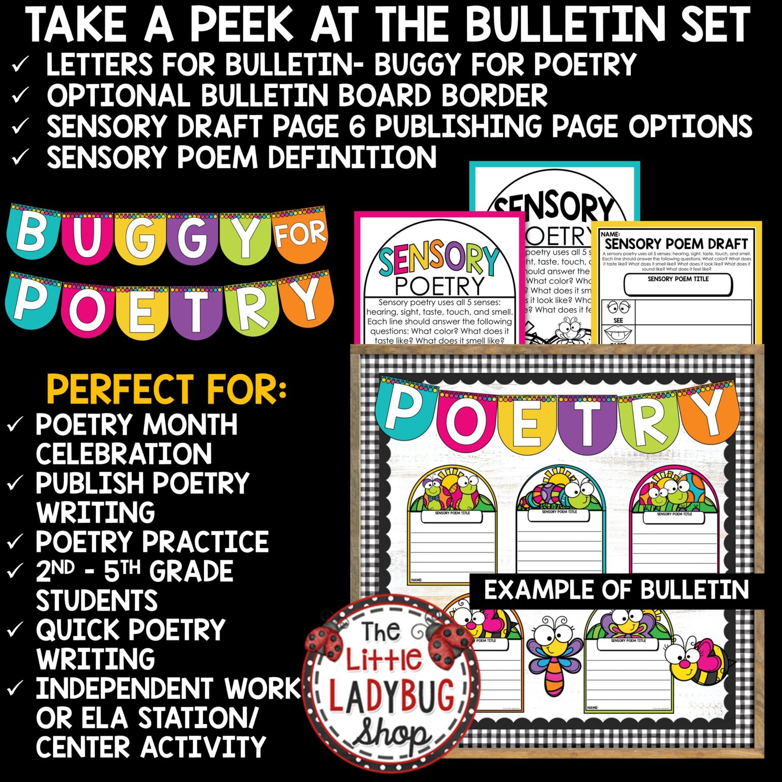 Spring Sensory Poetry Bulletin Board - The Little Ladybug Shop