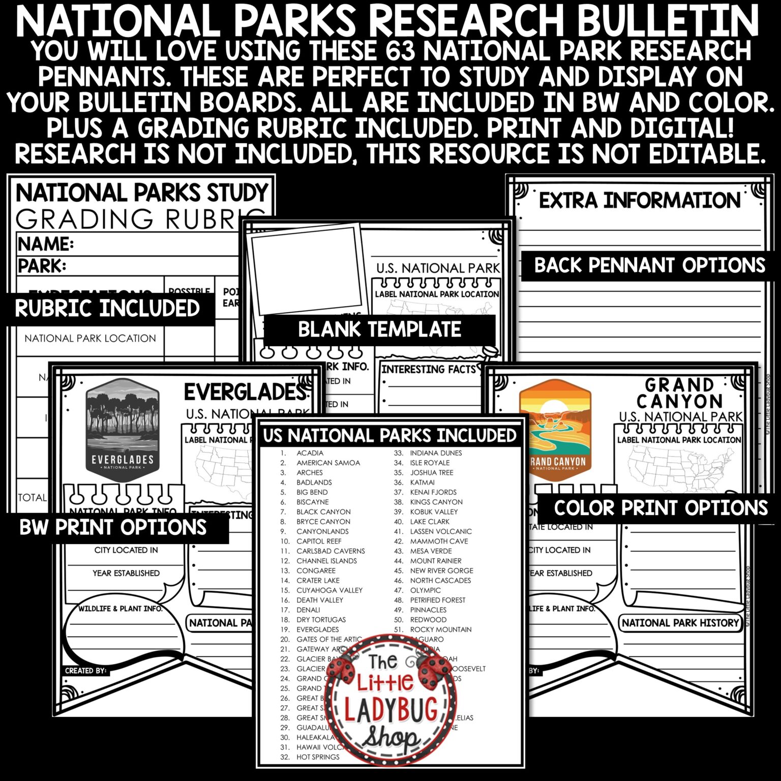 National Park Research Project Activities 3rd 4th 5th Grade - The ...