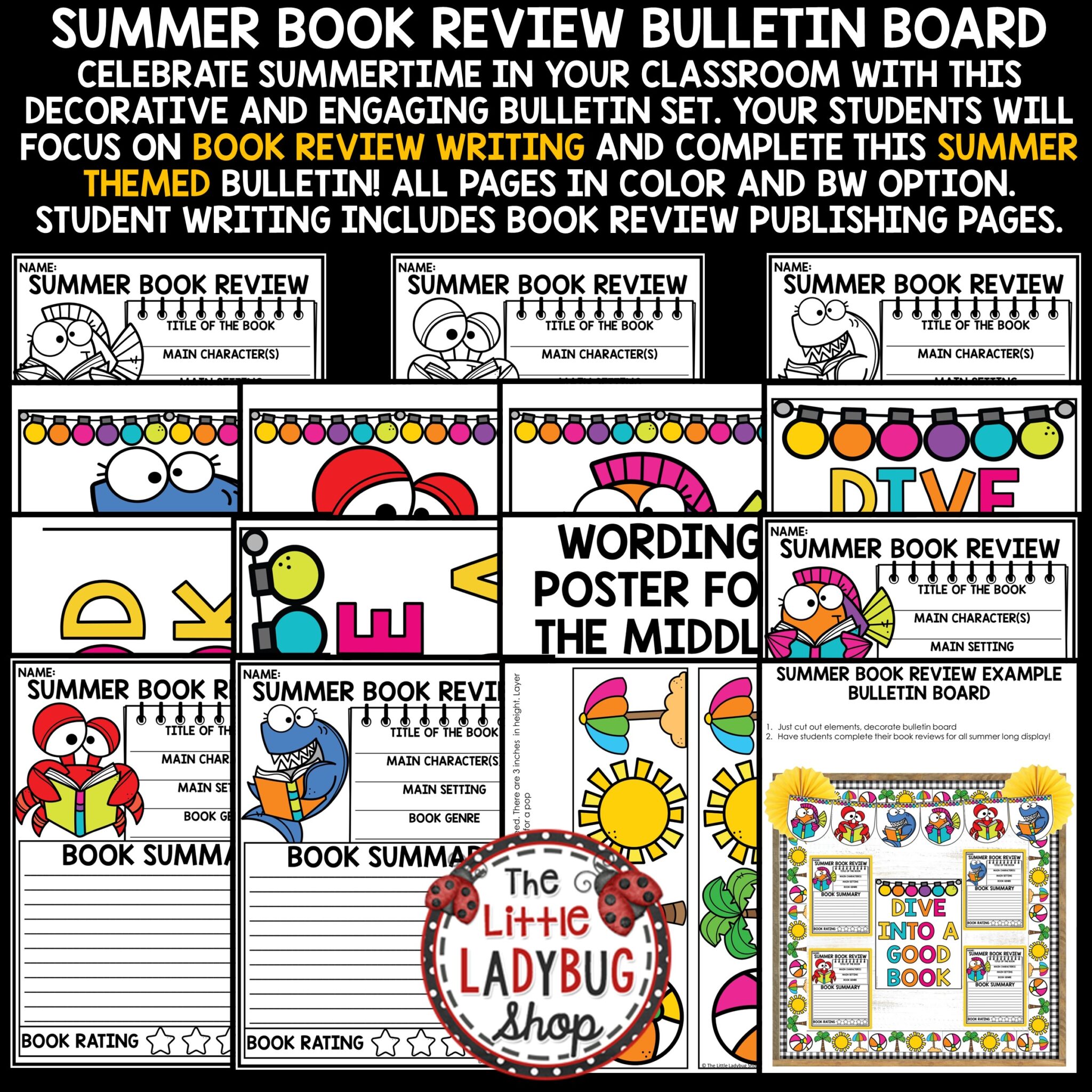 Summer Book Review Bulletin Board - The Little Ladybug Shop