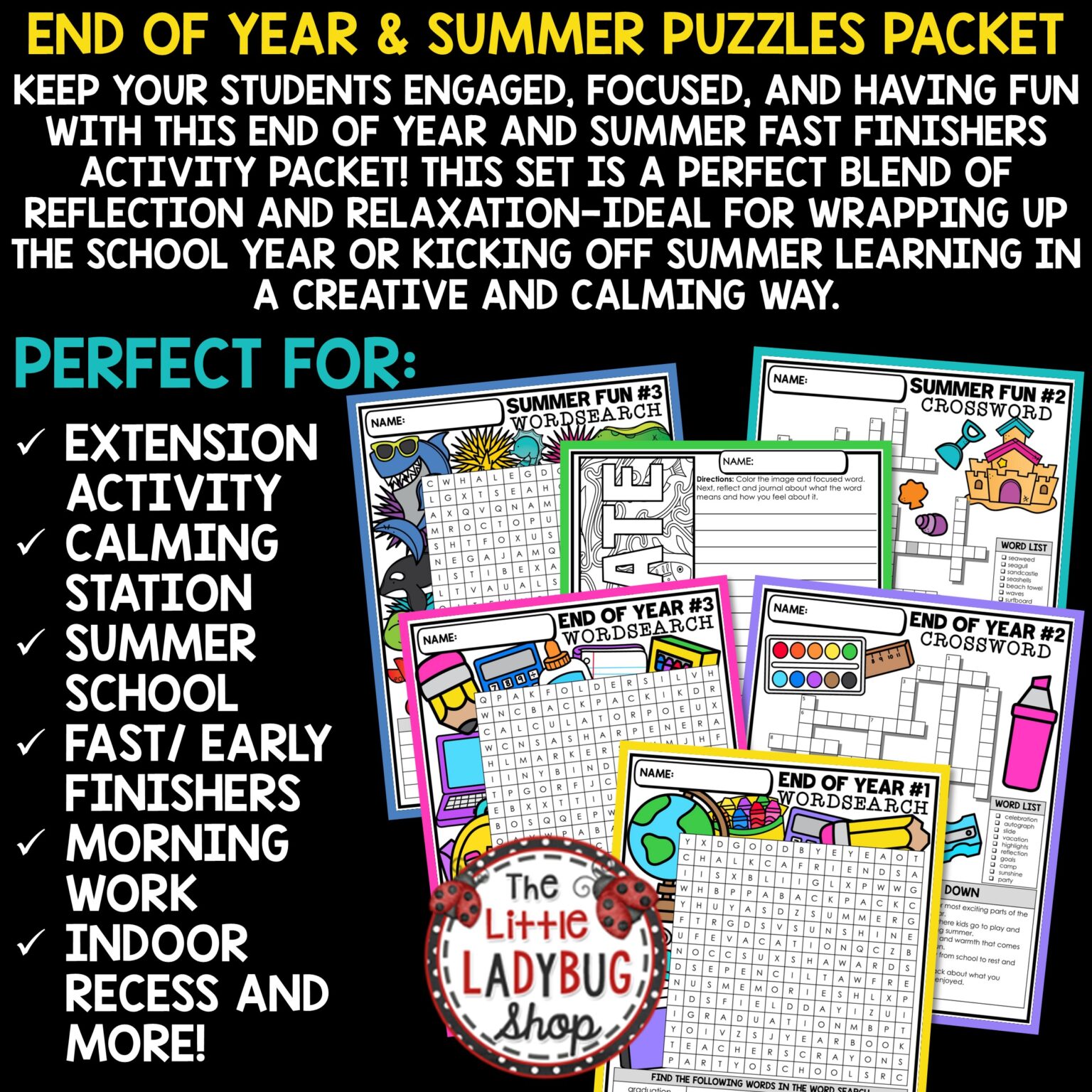 End of Year Summer Coloring Pages Crossword Puzzles - The Little ...
