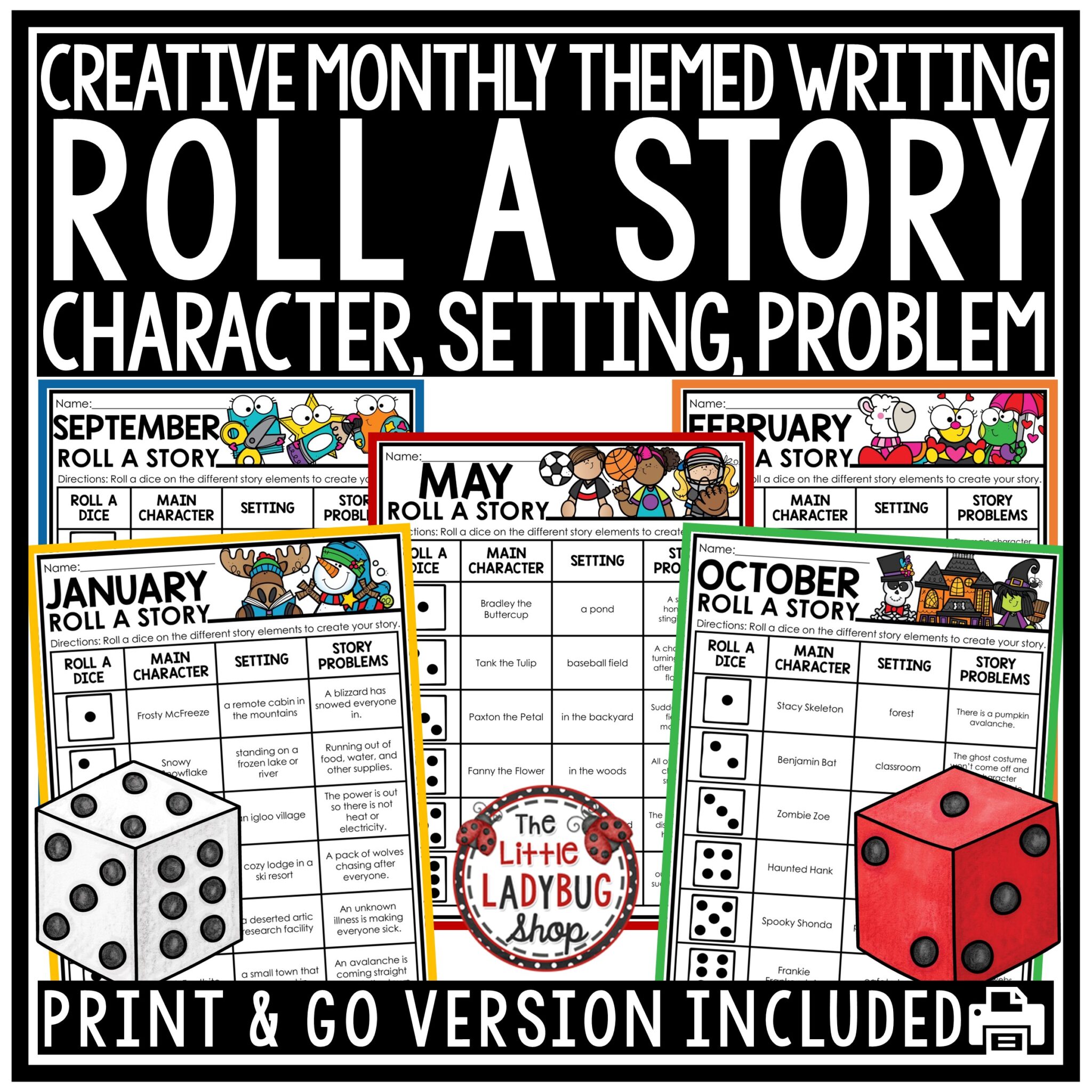 Dice Roll a Creative Story Writing Prompts - The Little Ladybug Shop
