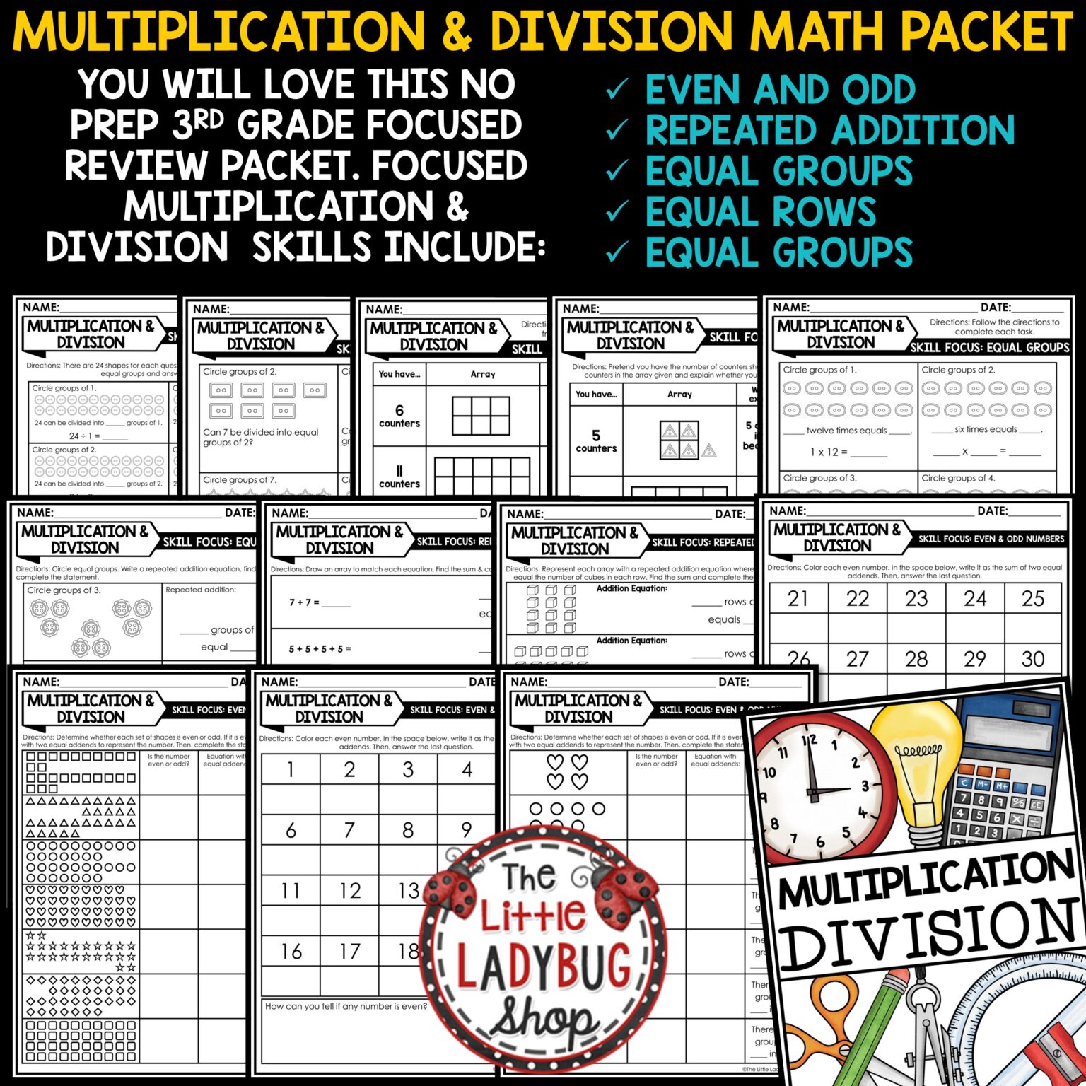 3rd Grade Multiplication Division Review - The Little Ladybug Shop