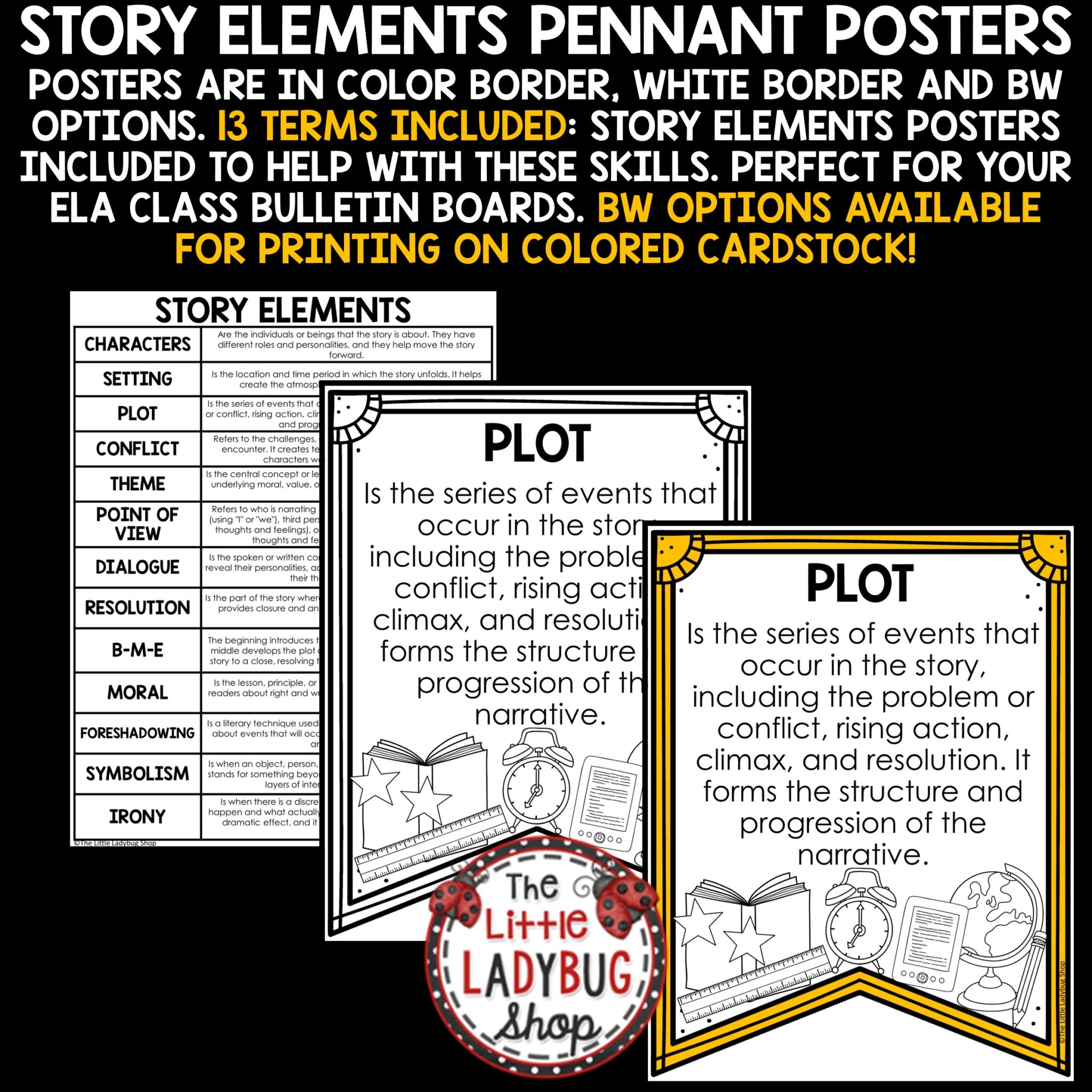 Reading Story Elements ELA Posters - The Little Ladybug Shop