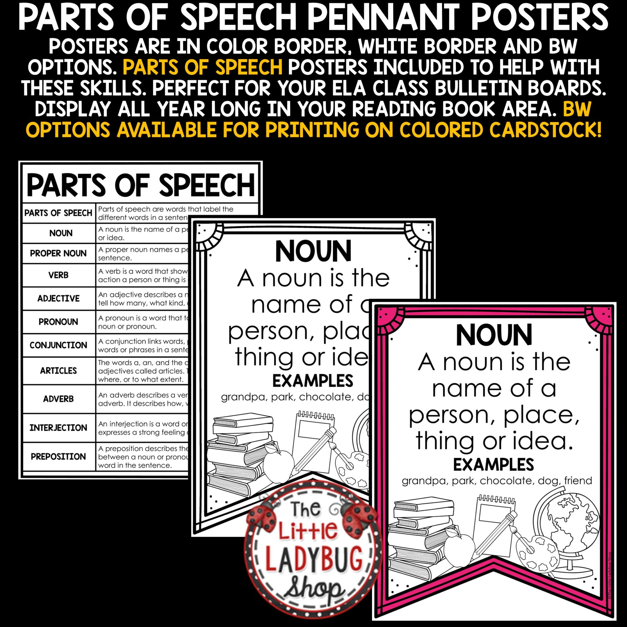 Parts of Speech ELA Posters - The Little Ladybug Shop