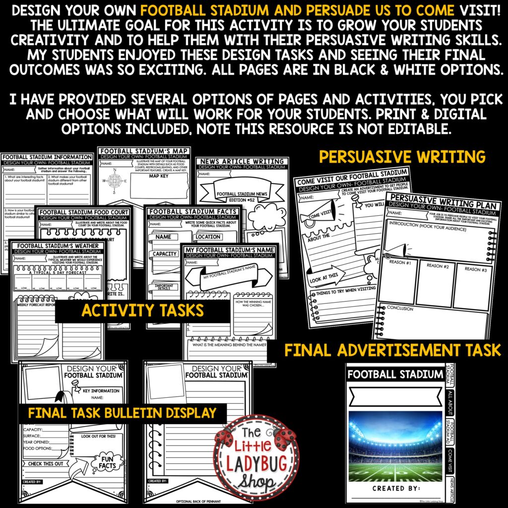 Design Your Own Football Stadium Project Based Learning - The Little ...