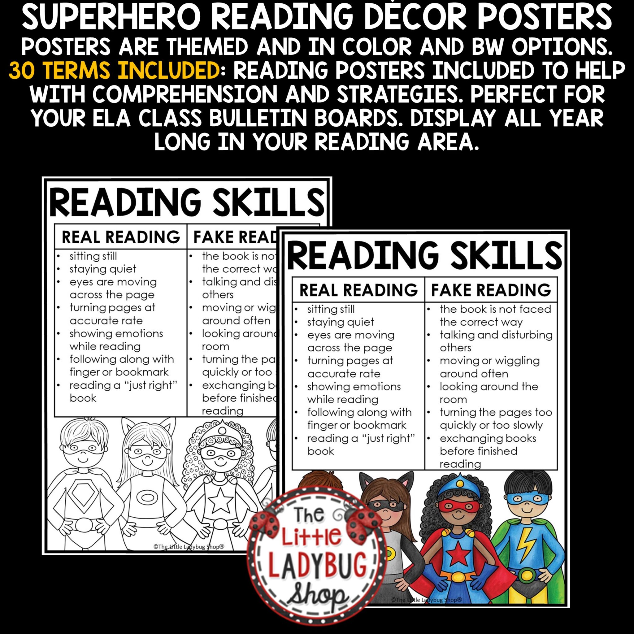 Superhero Theme Reading Comprehension Posters - The Little Ladybug Shop