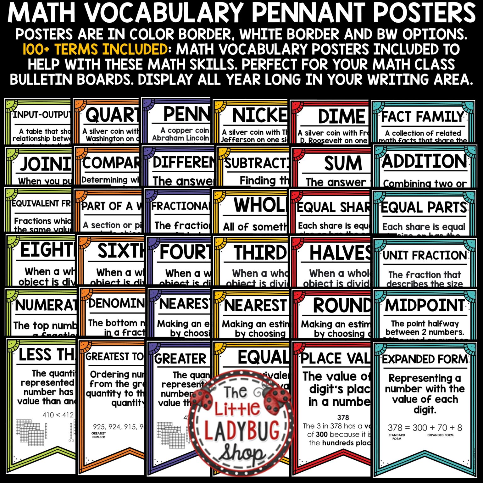 Math Vocabulary Word Wall - The Little Ladybug Shop