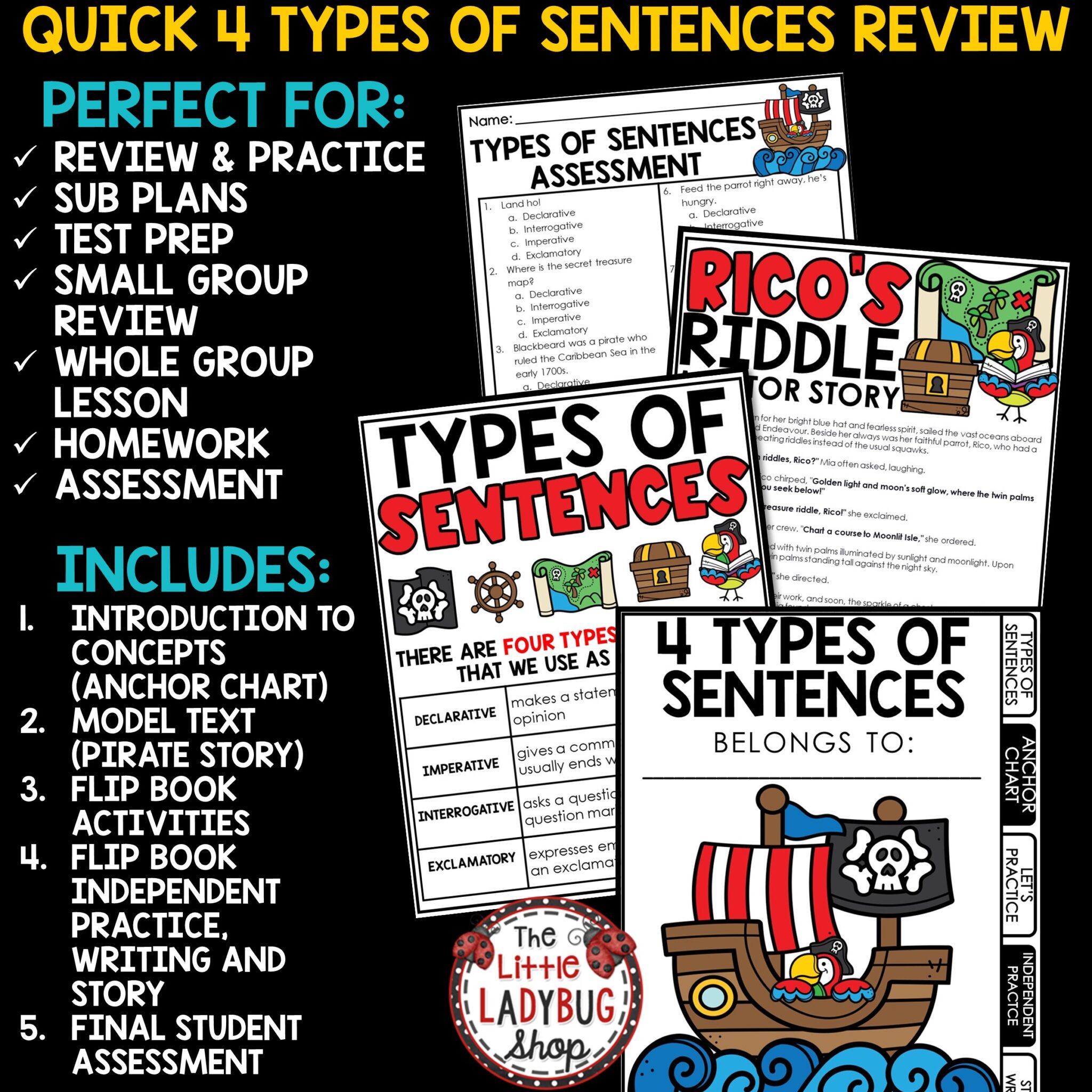 Grammar Types of Sentences Worksheets - The Little Ladybug Shop