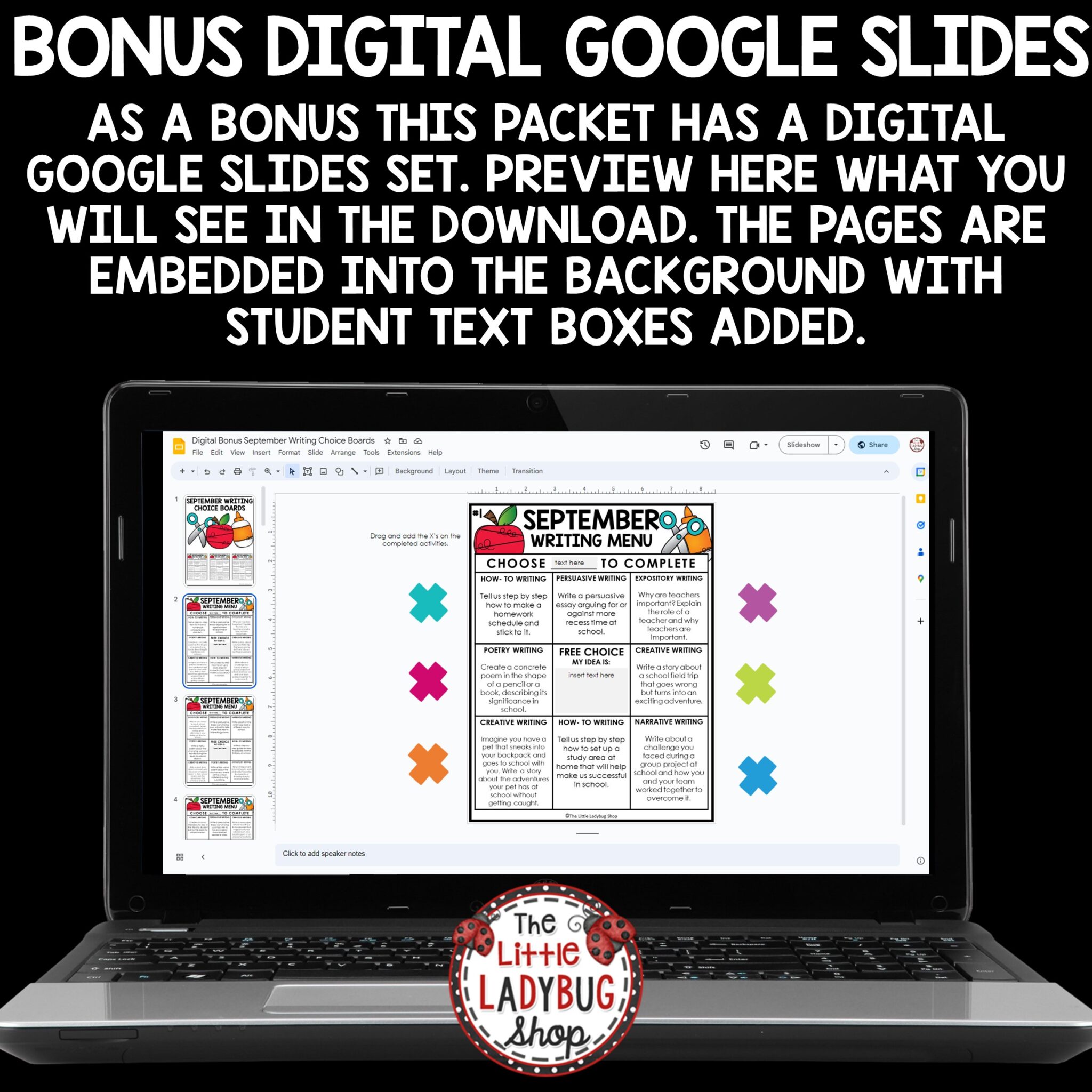 September Writing Prompts Choice Board - The Little Ladybug Shop