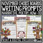November Writing Prompts Choice Board - The Little Ladybug Shop