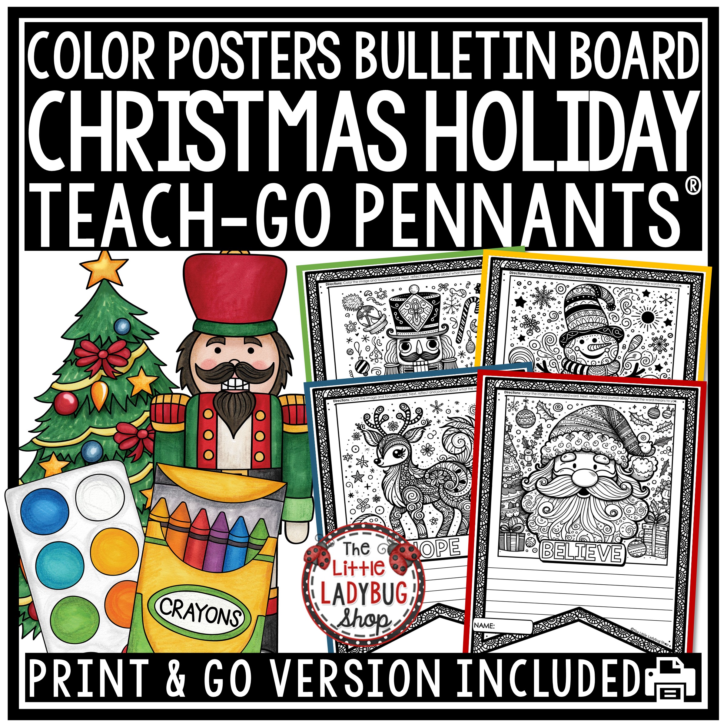 Christmas Holiday Coloring Pages Bulletin Board - The Little Ladybug Shop