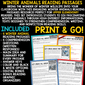 December Reindeer Winter Animals Reading Comprehension Passages - The ...