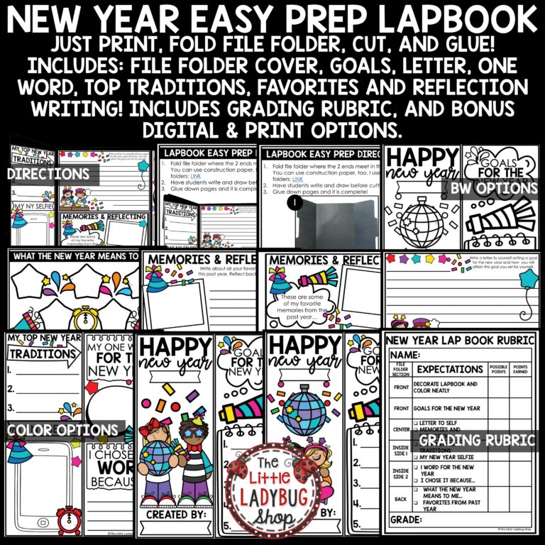 New Year Activities Resolutions Goal Setting - The Little Ladybug Shop