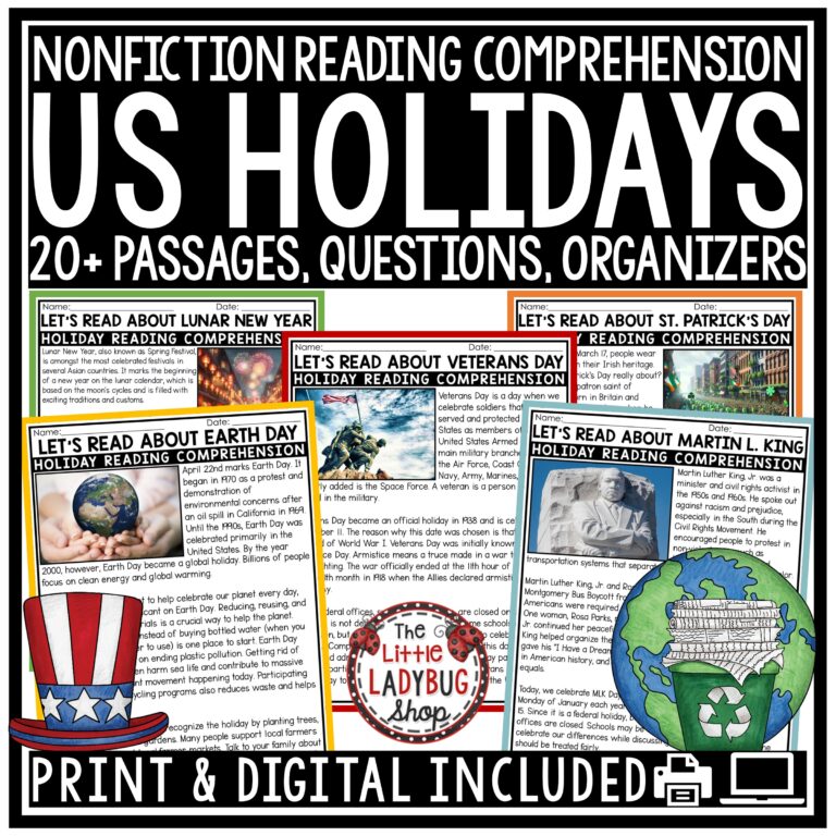 US Holiday Nonfiction Reading Passages and Questions 3rd 4th Grade ...