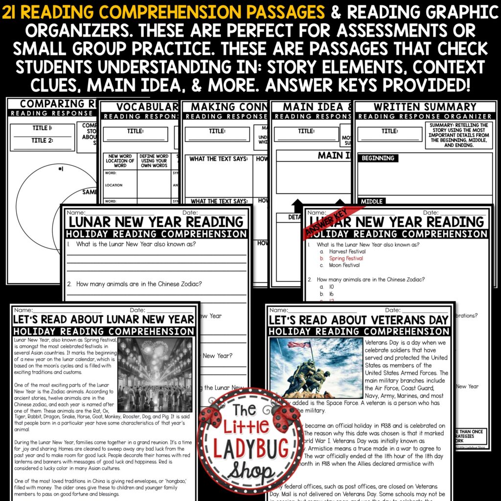 US Holiday Nonfiction Reading Passages and Questions 3rd 4th Grade ...