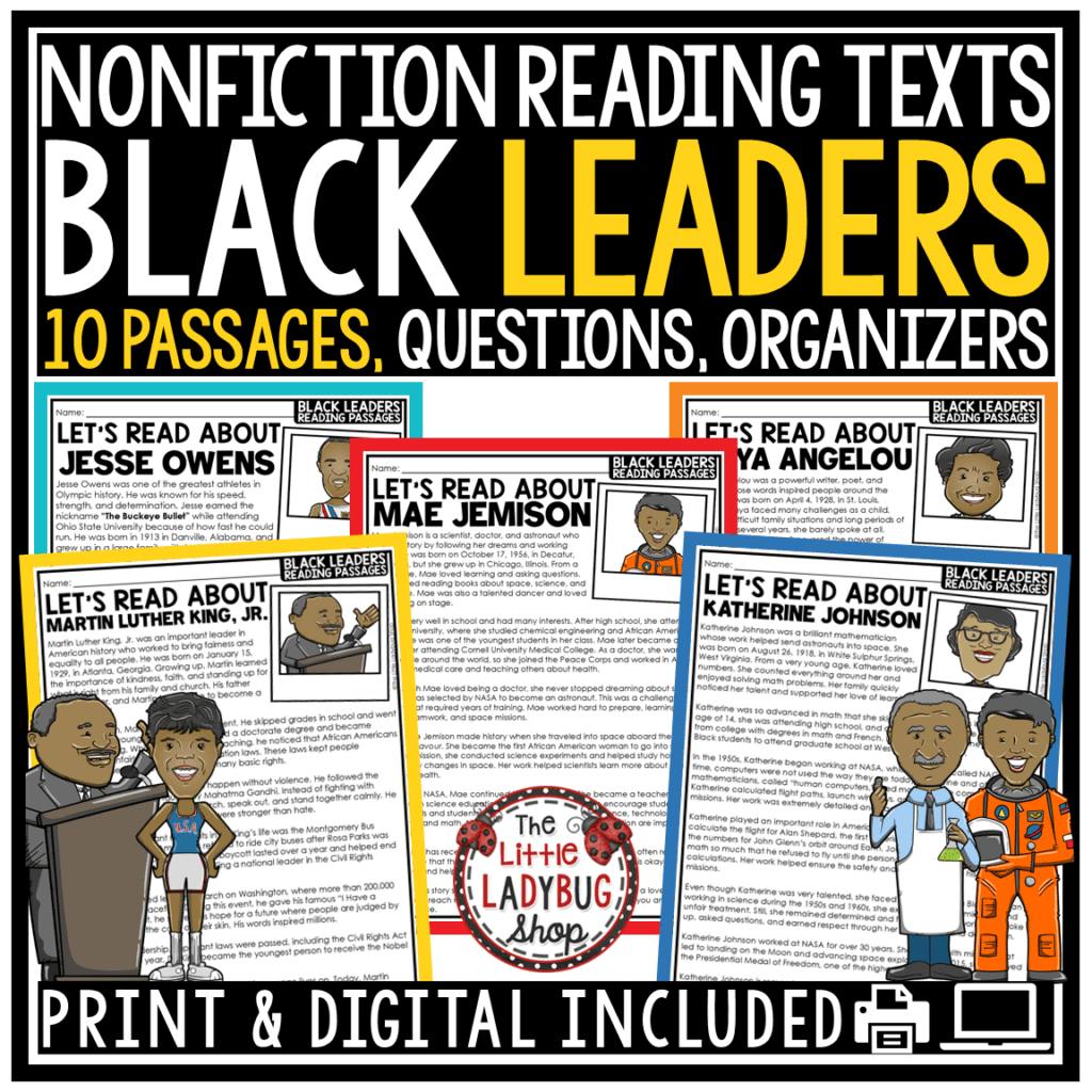 Black History Month Activities Reading Comprehension Passages - The ...